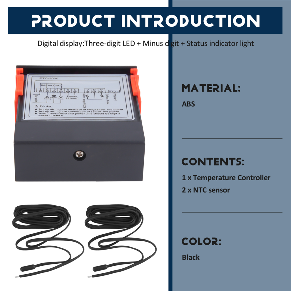 ETC-3000 Mini Temperature Controller Refrigerator Thermostat Regulator ...