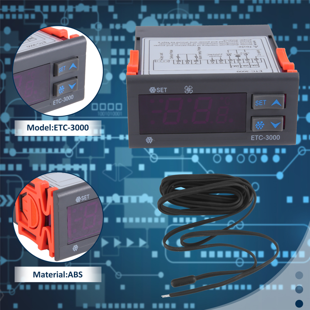 ETC-3000 Mini Temperature Controller Refrigerator Thermostat Regulator ...