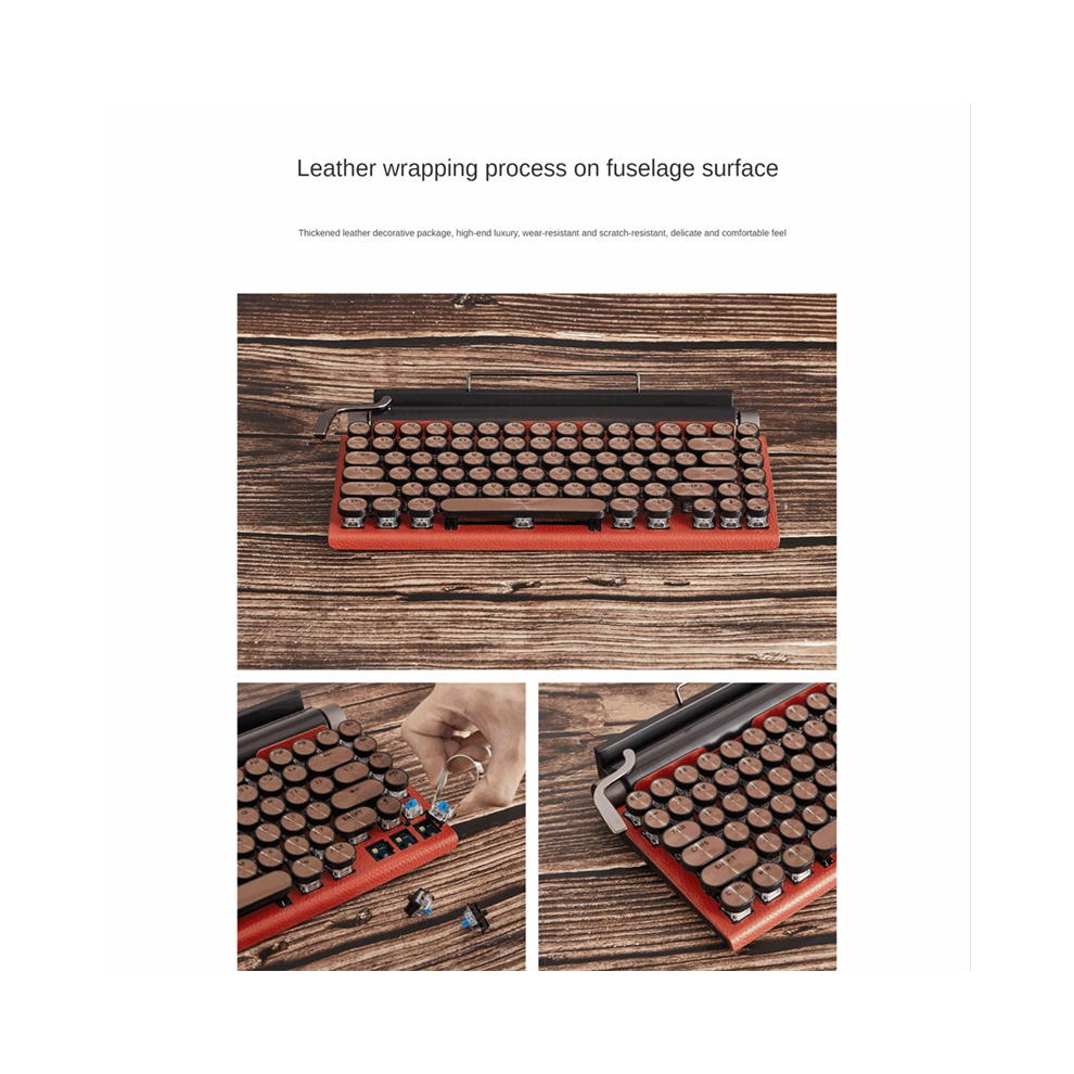 Retro Typewriter Keyboard Wireless Bluetooth Keyboard USB Mechanical P ...
