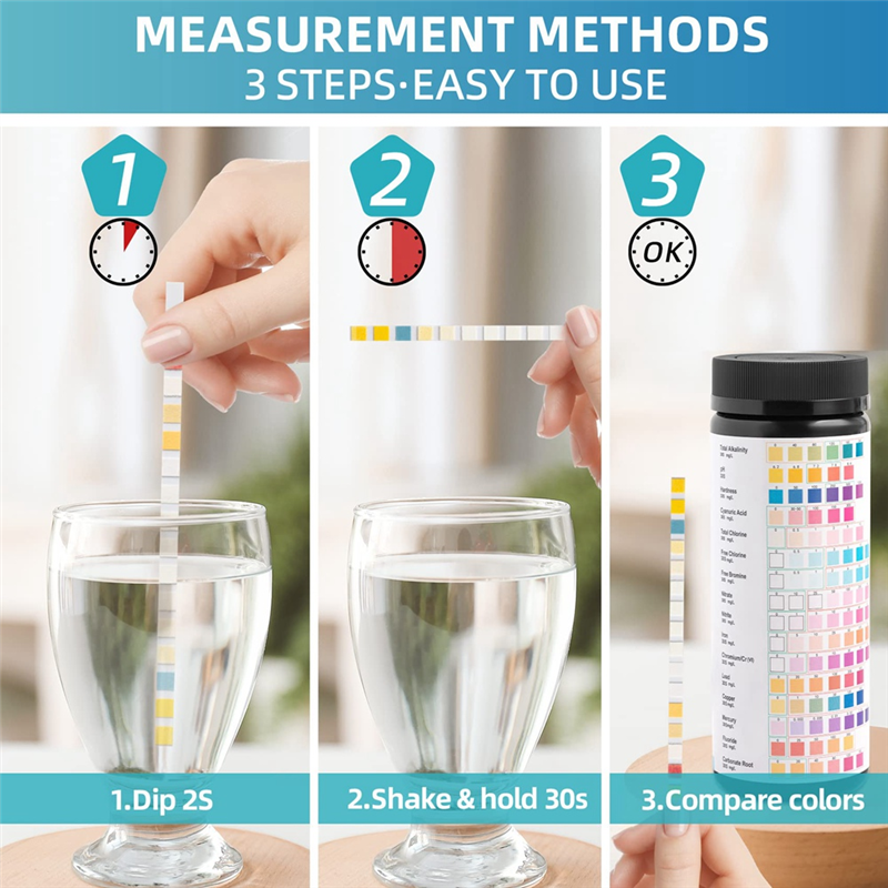 Kit de test d'eau potable en bandelettes - Test d'eau 17 en 1 pour l ...