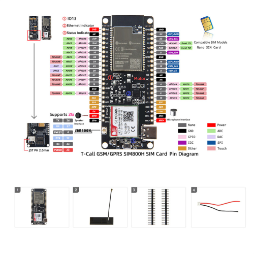 Módulo inalámbrico SIM800H T-Call&PMU MCU32 con antena GPRS SIM8 on OnBuy