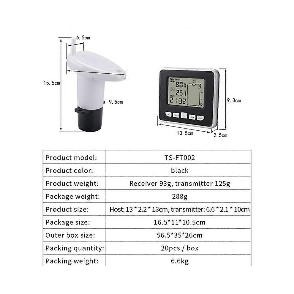 Wireless Ultrasonic Water Tank Liquid Level Meter with Temperature ...