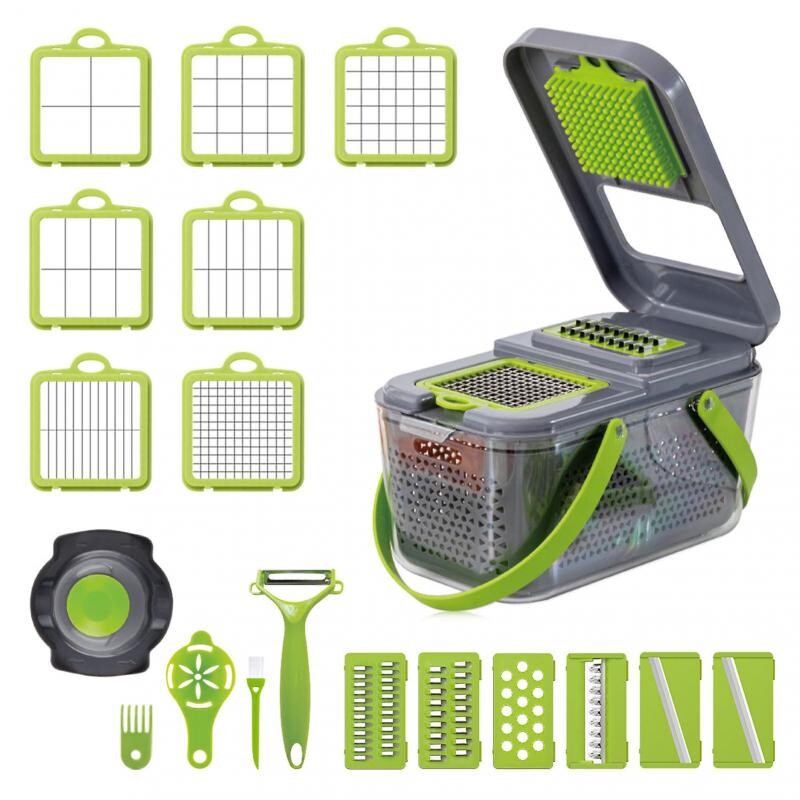 Multipurpose Vegetable Cutter with 22-piece Fruit Vegetables Peeling ...
