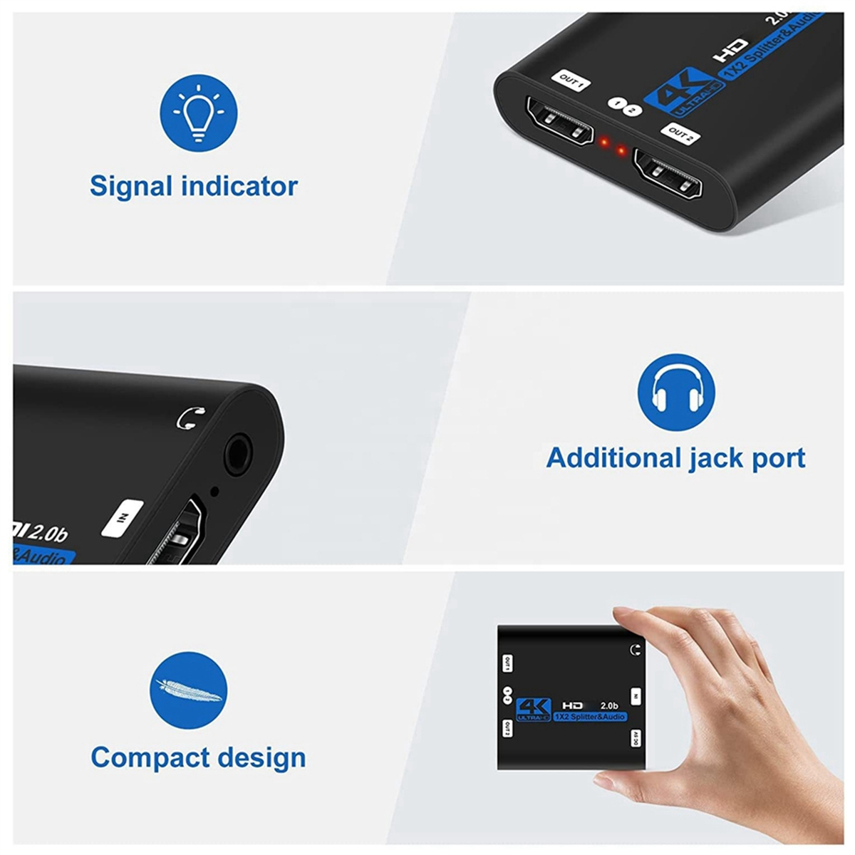 -Compatible Splitter 1 in 2 Out with Audio Extractor HDR 4K 60Hz on OnBuy