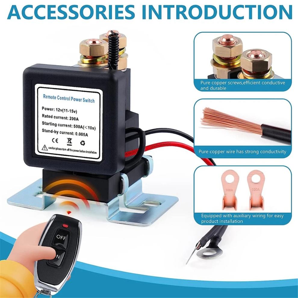 Battery Switch Relay 12V 500A Remote Control Power Quick Disconnect Cut ...