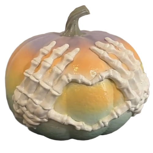 Halloween Dopamine Pink Skull Hand Pumpkin Carving Statue Gothic on OnBuy