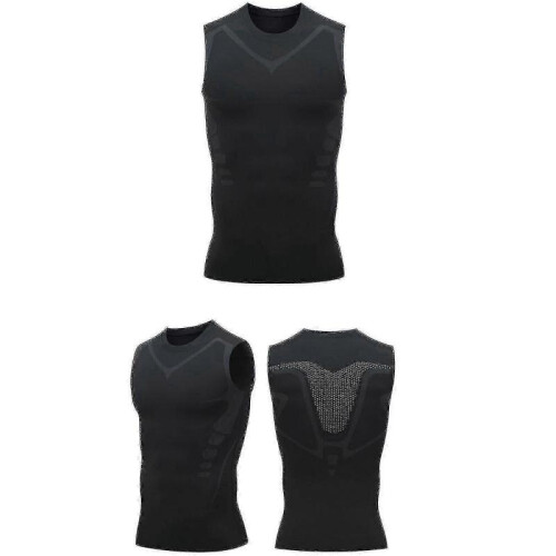(L, Black) Guys Men's Chest Gynecomastia Compression Top,ionic Shaping ...
