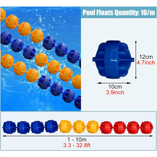 Swimming Safety Separation Rope with Buoy, 6m Nylon Pool Lane Divider ...