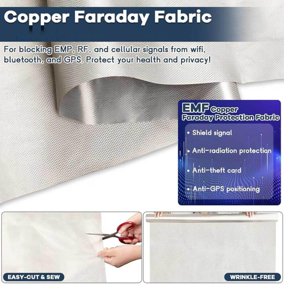 Faraday Fabric Conductive Copper Cloth EMF Shielding Material 1x1.1m ...