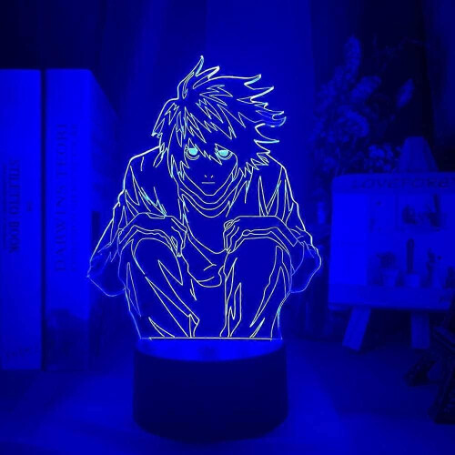 Death Note L Lawliet Figure 3D Night Light, Acrylic Plate ABS Base USB ...
