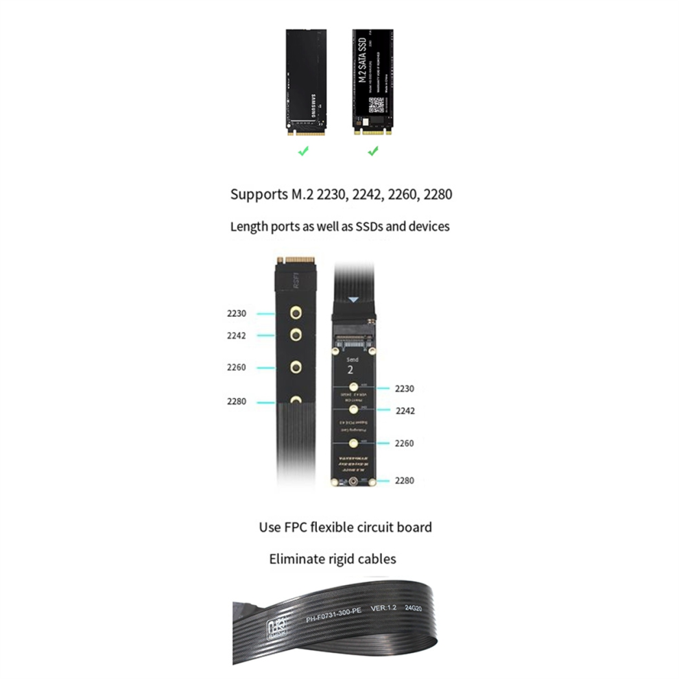 M.2 NVMe SSD Extension Cable PCIe 4.0 x4 M-Key B on OnBuy