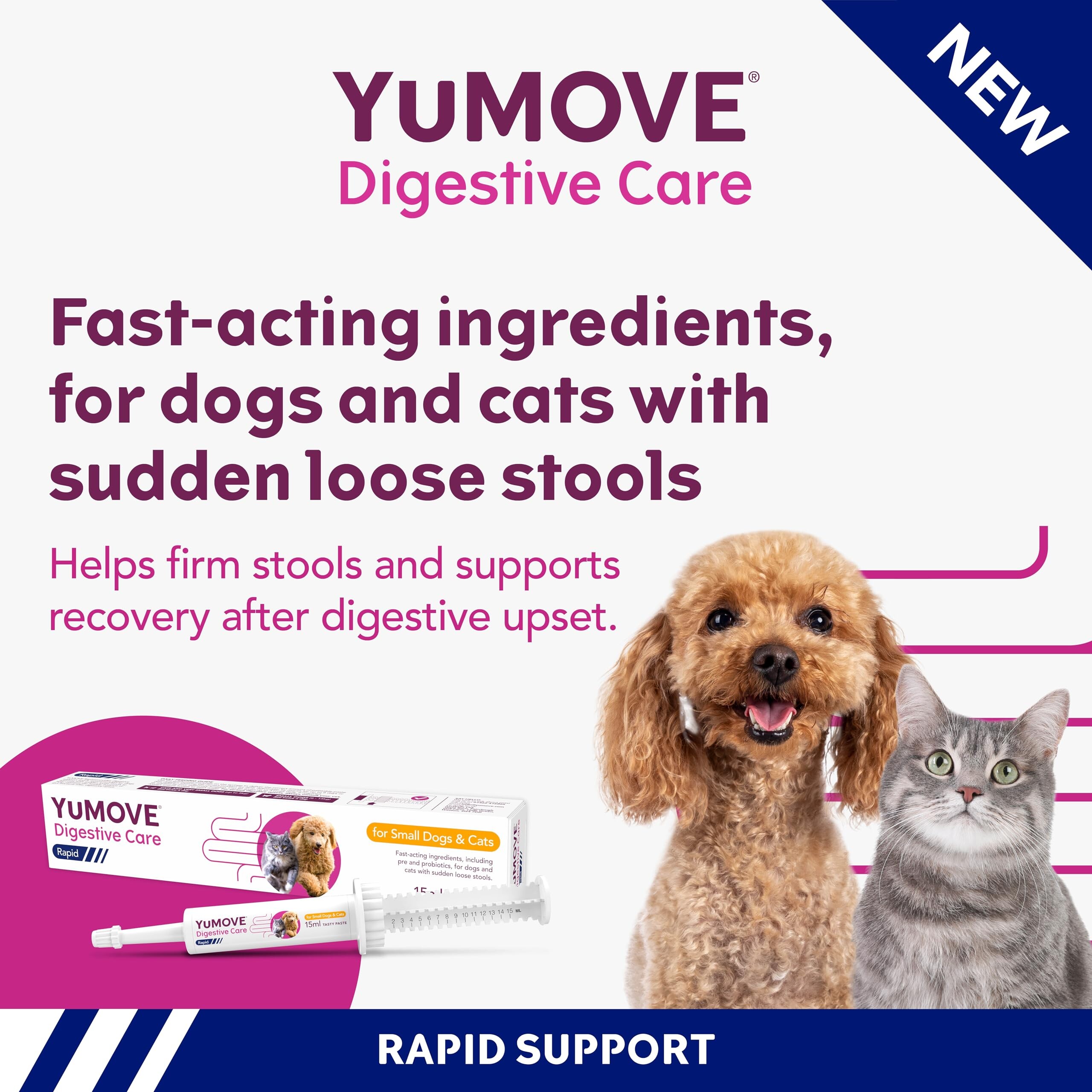 YuMOVE Digestive Care Rapid Dog & Cats Probiotic Paste for Gut Health ...
