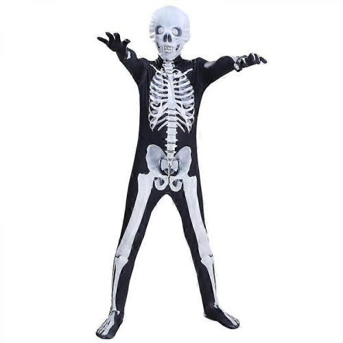 Halloween Skeleton Jumpsuit Scary Bone Costume Milk Silk Cosplay Outfit ...