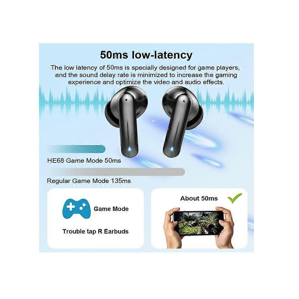 écouteurs TWS, oreillettes sans fil, casque Bluetooth 5.3, autonomie de ...
