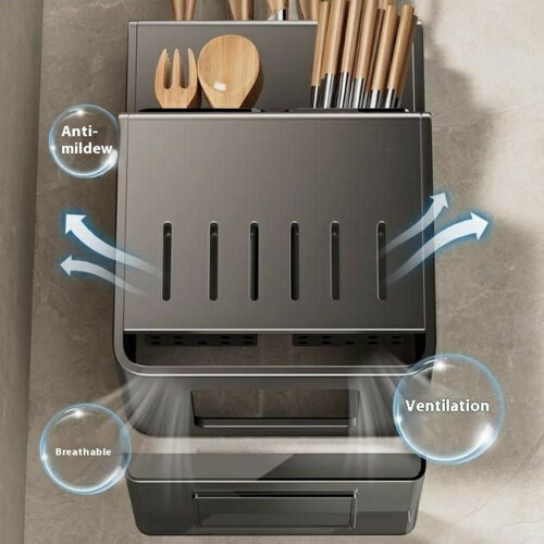 Kitchen Utensil Organizer Space Aluminum+ABS Wall Mounted No Drill ...