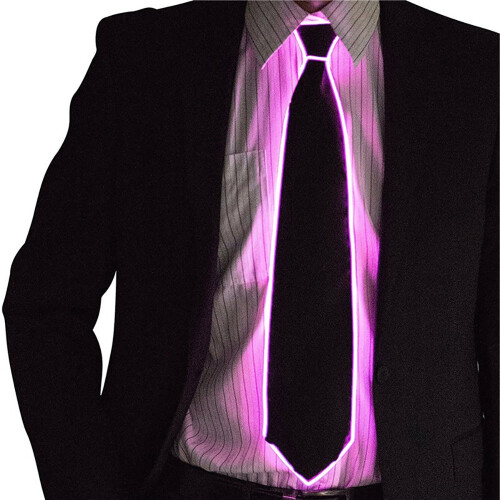 (Pink) Wire Tie Flashing Cosplay LED Tie Costume Necktie Glowing DJ Bar ...