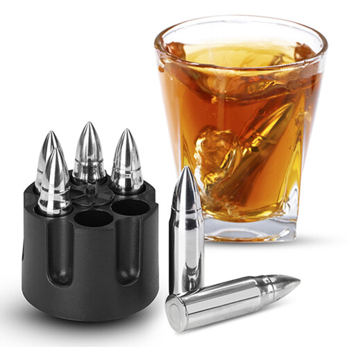Stainless Steel Bullet Shape Ice Cube Chillers Whiskey Wine Beer Stones ...