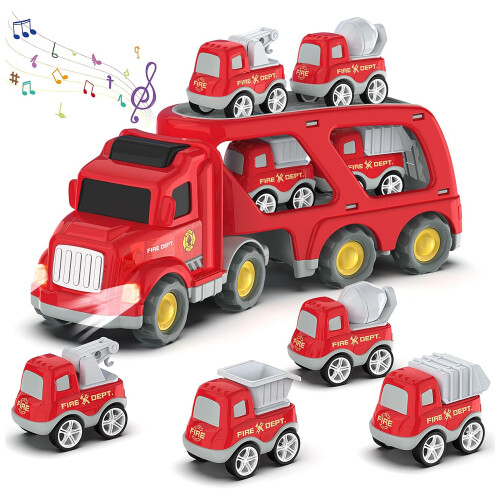 Friction Powered Cars Push and Go Trucks Construction Vehicles Toys Set ...