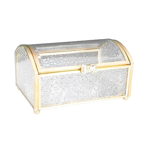 Treasure Chest Box Glass Jewelry Boxes Organizer Gold Glasses Keepsake ...