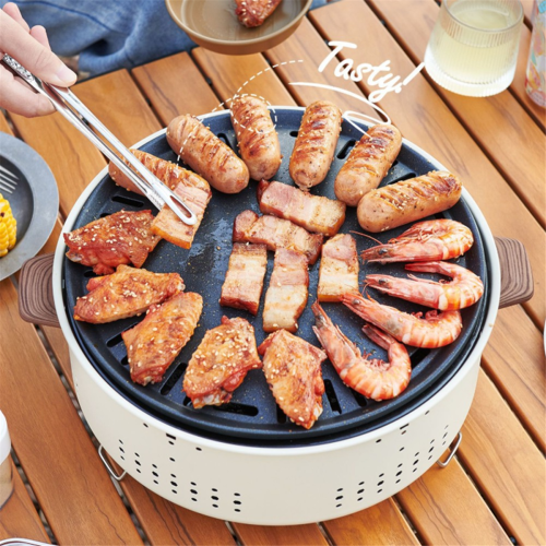 Portable Round Barbecue Grill Stainless Steel Charcoal Oven with ...