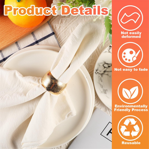 24Pcs Gold Napkin Rings Holders for Cloth Napkins Metal Wedding Holder ...