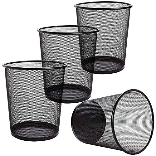 Tebery 4 Pack Mesh Waste Paper Bin, 12 Litres Metal Mesh Wastebasket ...