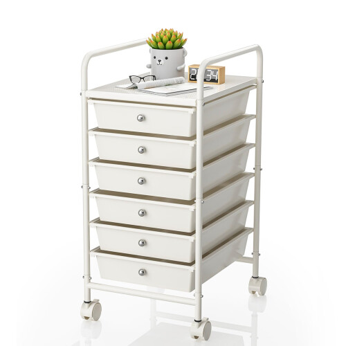 Johgee 6 Drawers Plastic Storage Cart, Multipurpose Mobile Organizer ...