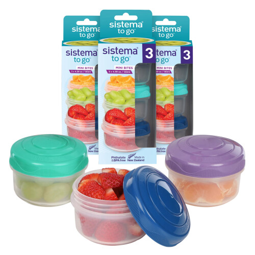 Sistema TO GO Mini Bites Snack Pots | 130 ml | Stackable Snack Boxes ...