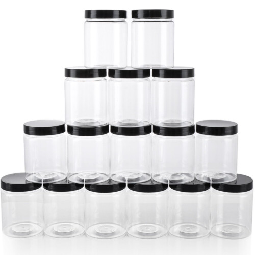 ASelected 16 Pcs Plastic Jars 250 Ml Plastic Jars With Lids Plastic ...