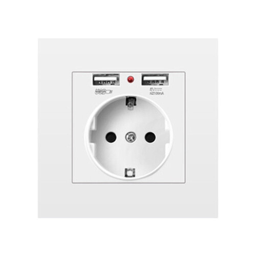 (white) 16A 250V USB Power Socket Wall Socket EU Standard with 2 USB ...