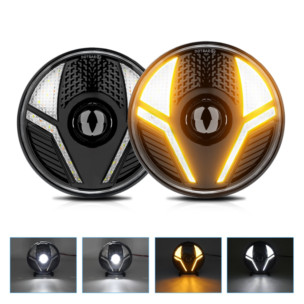 7 Inch Round LED Headlight with High/Low Beam DRL Turn Signal on OnBuy