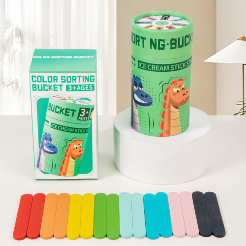 (Green) Color Categorization Wooden Bucket For Kids Education Toy ...