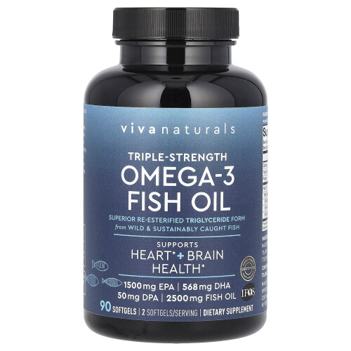 Viva Naturals, Omega-3 Fish Oil, Triple Strength, 90 Softgels on OnBuy