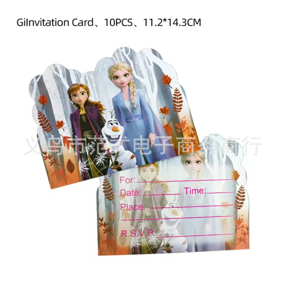 (White ice and snow) Frozen Elsa and Anna themed invitation card mini ...