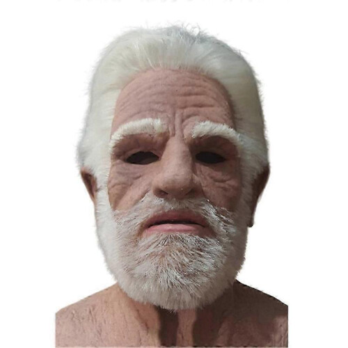 Old Man Face Cover Realistic Mask Halloween Creepy Wrinkle Old Person ...