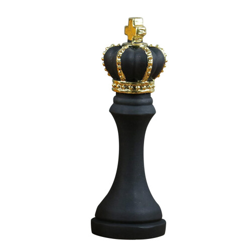 (Black, King Shape) Chess Pieces Statue with Gold Paint Ren Gift for ...
