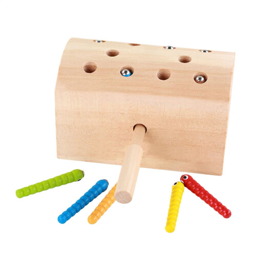 Wooden Worm Catching Toy - Magnetic Worm Game for Preschool Learning ...