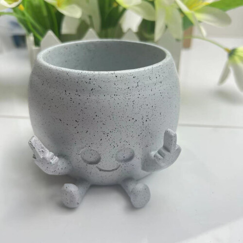 (Two-Hand Middle Finger Planter - Light Grey) Creative Two-Hand Middle ...
