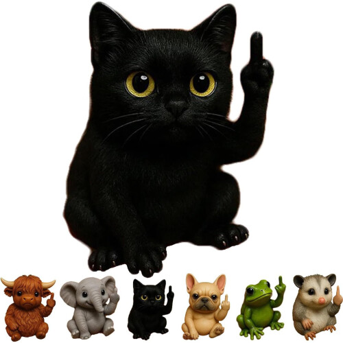 (Animal Middle Finger Figurine - Cat) Animal Middle Finger Plush Mini ...