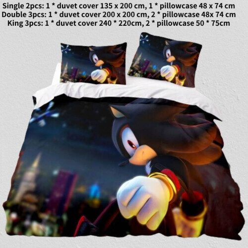 (King)Housse de couette 3D Sonic The Hedgehog literie personnalité de ...