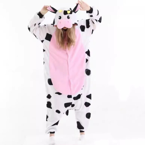 (Pink Cow, Size S, recommended height 145-158cm) Pink Pig Teddy Bear ...
