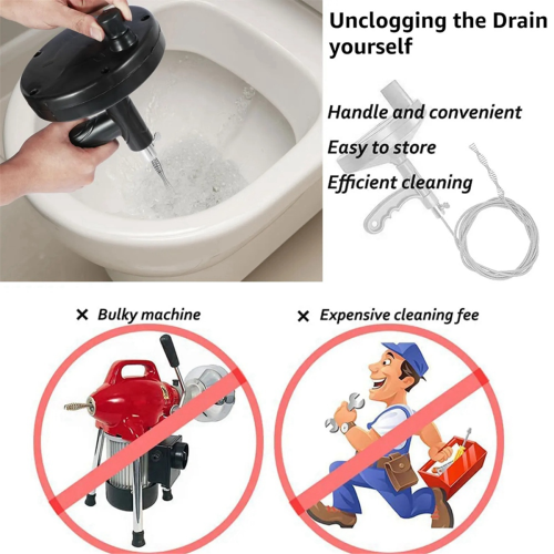 Hand Manual Drain Clog Remover with Flexible Wire on OnBuy