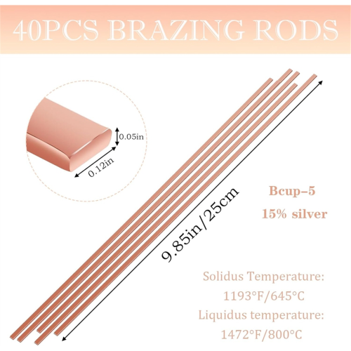 40 Sticks 15% Silver Brazing Rods - Flat Phos Copp on OnBuy