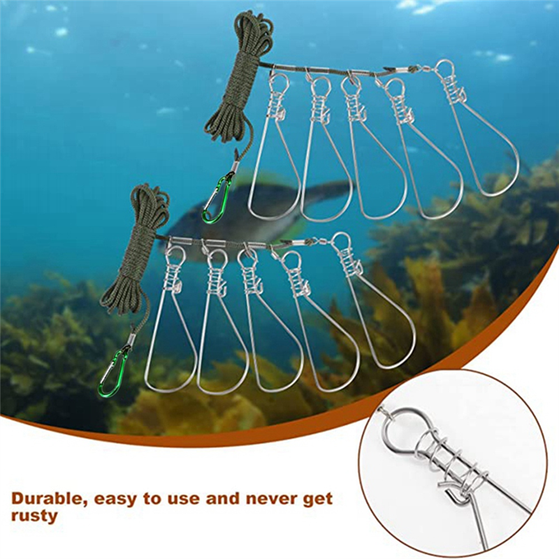 5M 5 Buckle Fish Locker Stainless Steel Rope Fishi on OnBuy