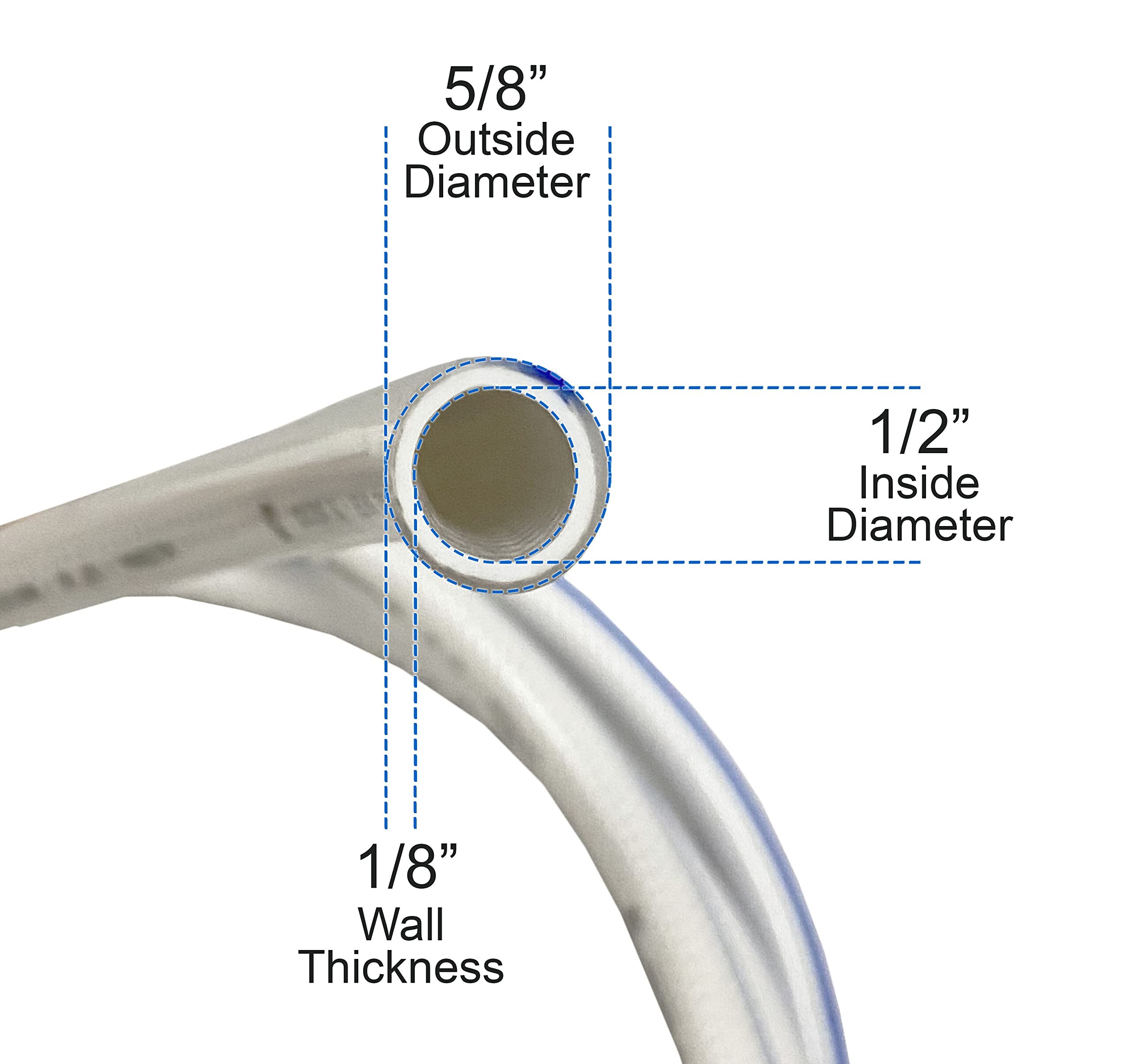 QPN 1/2 inch ID x 5/8 inch OD Verstevigde PVC Slang, Niet-toxisch voor ...