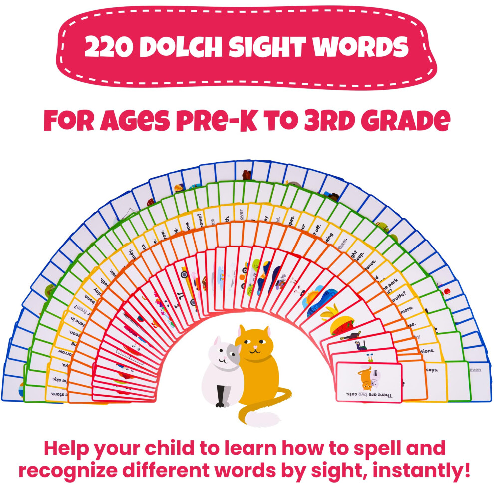 Sight Words Flashcards Kleuter - 220 Kaarten - Woorden voor Peuters 2-4 ...
