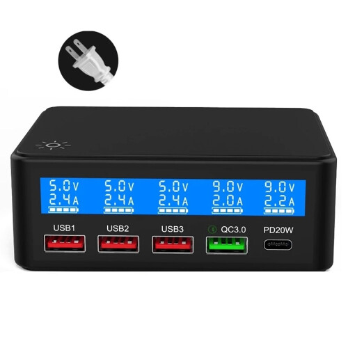 (US Plug) 68W Max PD QC Fast Charger 5-Port Smart Charging on OnBuy