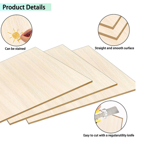 Lot de 12 feuilles de contreplaqué minces, planches de bois brut on OnBuy