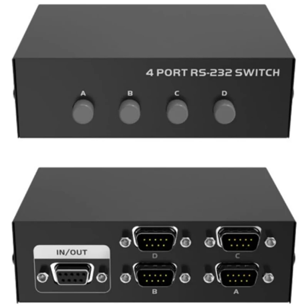 RS232 Switch 4 in 1 Out Serial DB9 Pin Switcher 4x1 for PC Console ...