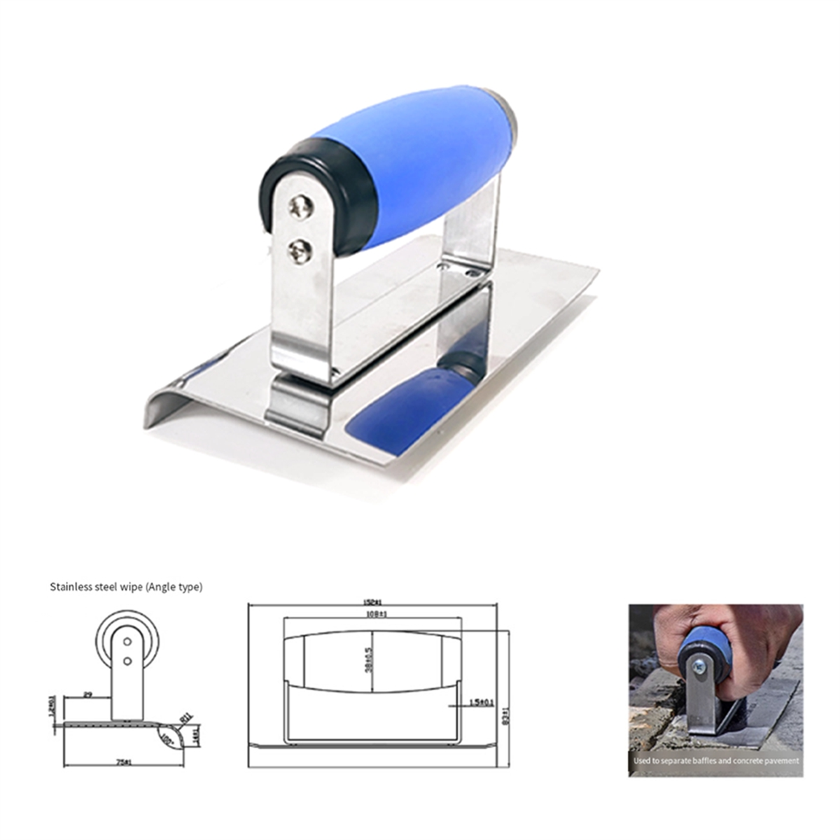 Concrete Hand Edger Groover Tools Stainless Steel with Soft Grip ...